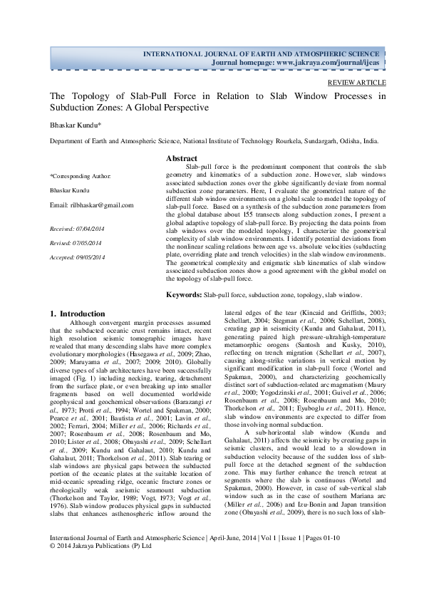 (PDF) The Topology of Slab-Pull Force in Relation to Slab Window ...