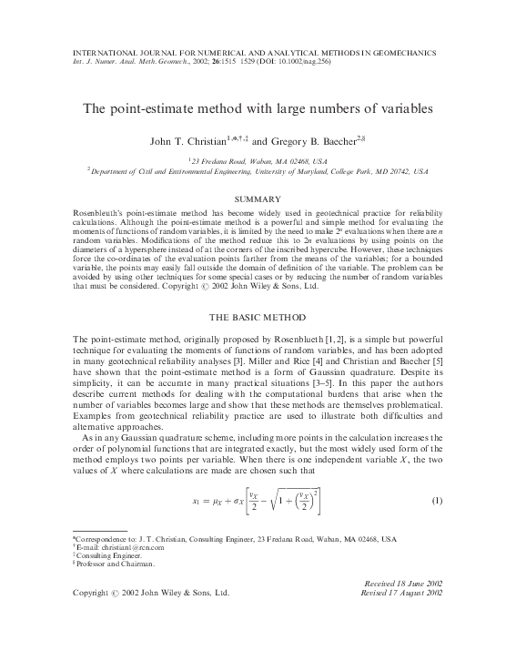Pdf The Point Estimate Method With Large Numbers Of Variables
