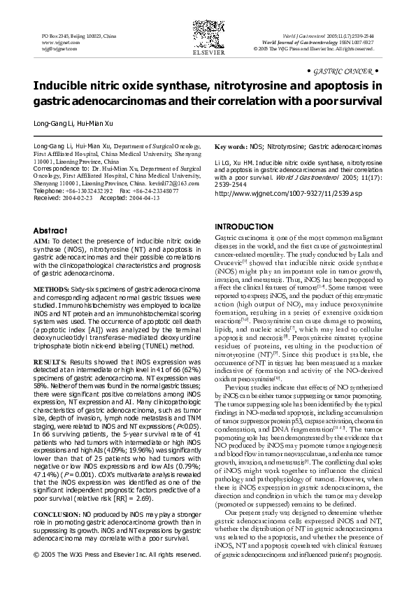 (PDF) Inducible nitric oxide synthase, nitrotyrosine and p53 mutations ...