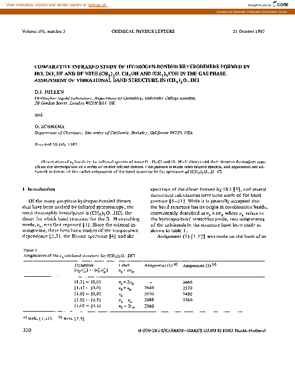 (PDF) Comparative infrared study of hydrogen-bonded heterodimers formed by HCl, DCl, HF and DF ...