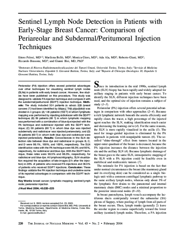 (PDF) Sentinel lymph node detection in patients with early-stage breast ...