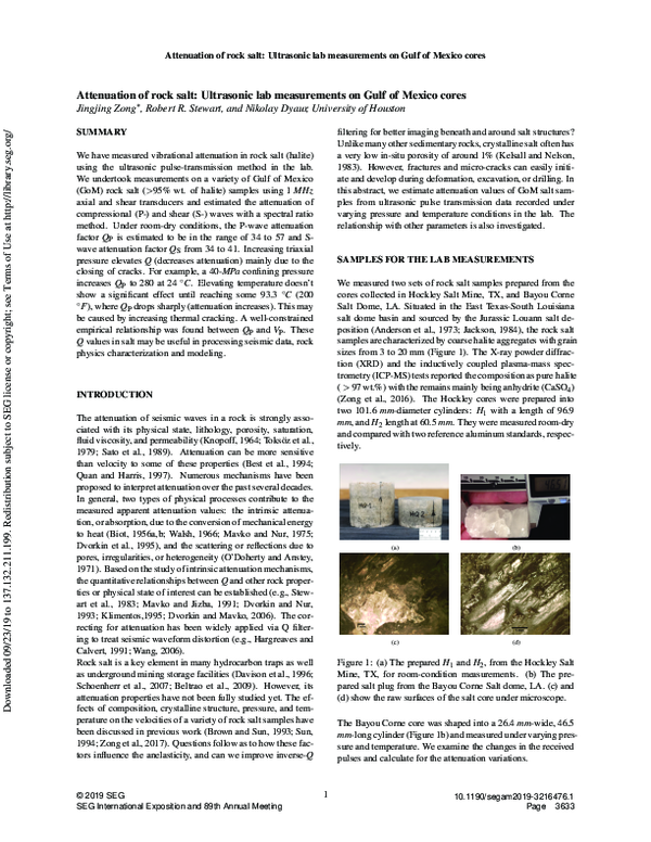 (PDF) Attenuation of rock salt: Ultrasonic lab measurements on Gulf of ...