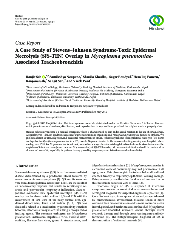 (PDF) A Case Study of Stevens–Johnson Syndrome-Toxic Epidermal ...