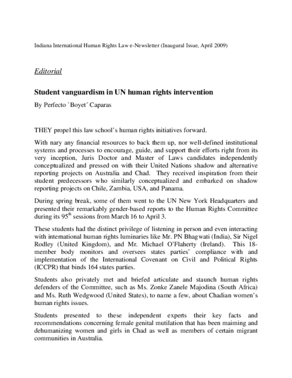 (PDF) Student Vanguardism in UN Human Rights Intervention