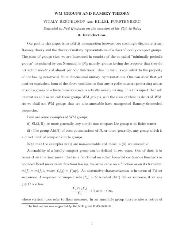 (PDF) WM groups and Ramsey theory