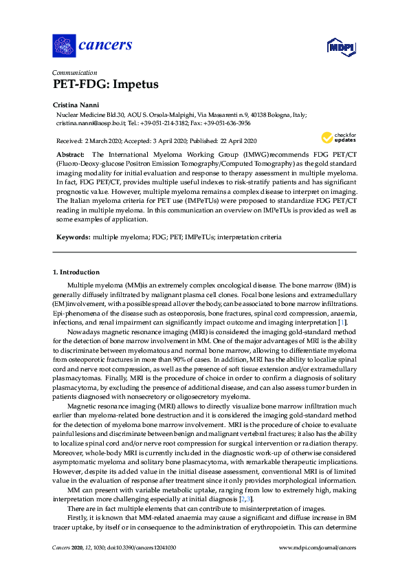 (PDF) Interpretation criteria for FDG PET/CT in multiple myeloma ...
