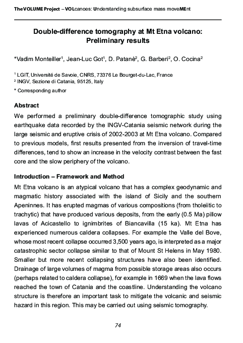 (PDF) Double-difference tomography at Mt. Etna volcano