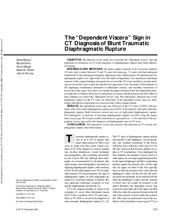 (PDF) The “Dependent Viscera” Sign in CT Diagnosis of Blunt Traumatic ...