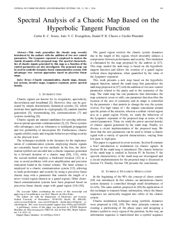 (PDF) Spectral Analysis of a Chaotic Map Based on the Hyperbolic Tangent Function
