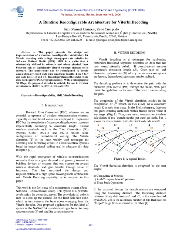 (PDF) A Runtime Reconfigurable Architecture for Viterbi Decoding