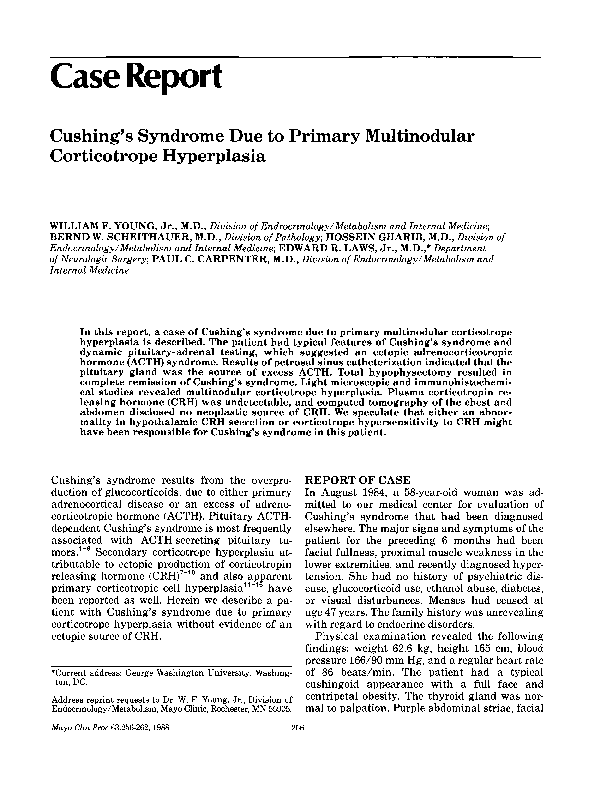 (PDF) Cushing's Syndrome Due to Primary Multinodular Corticotrope ...