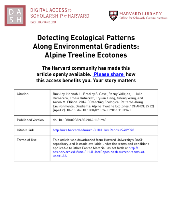 (PDF) Detecting Ecological Patterns Along Environmental Gradients ...