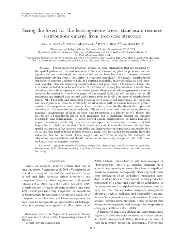 (PDF) Seeing the forest for the heterogeneous trees: stand-scale ...