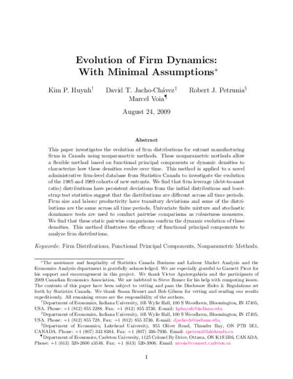 (PDF) Evolution of Firm Dynamics: With Minimal Assumptions | Marcel ...
