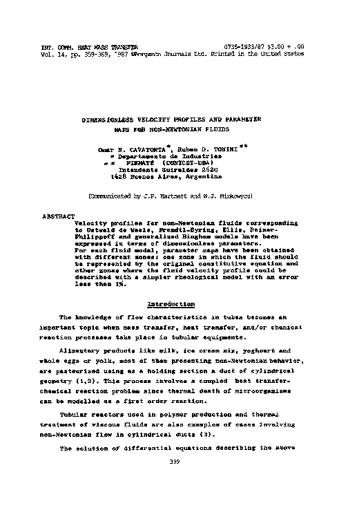 Pdf Dimensionless Velocity Profiles And Parameter Maps For Non