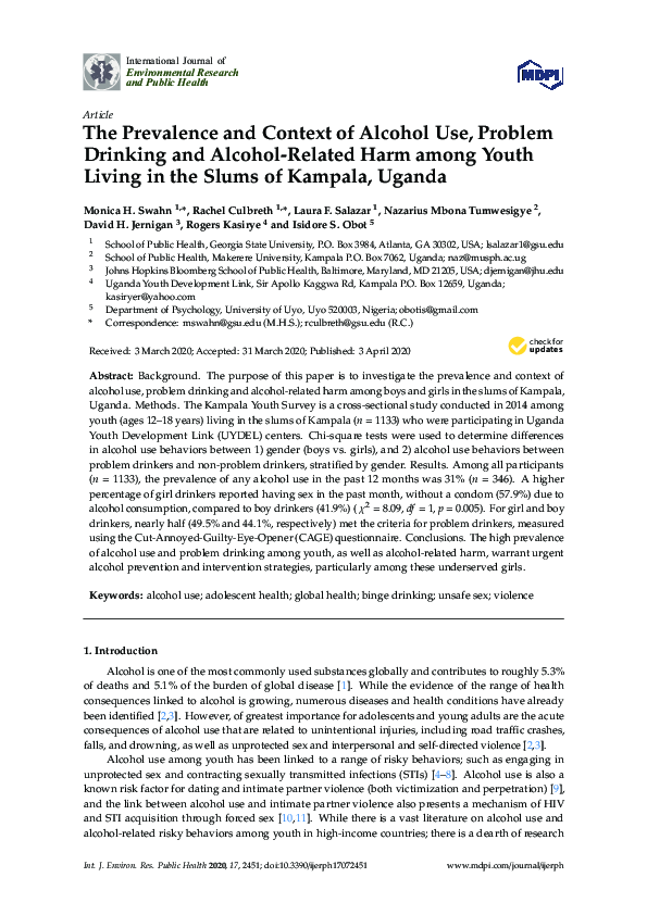 (PDF) The Prevalence and Context of Alcohol Use, Problem Drinking and ...