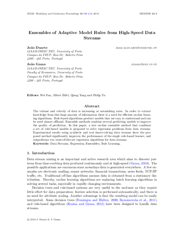 (PDF) Ensembles of Adaptive Model Rules from High-Speed Data Streams