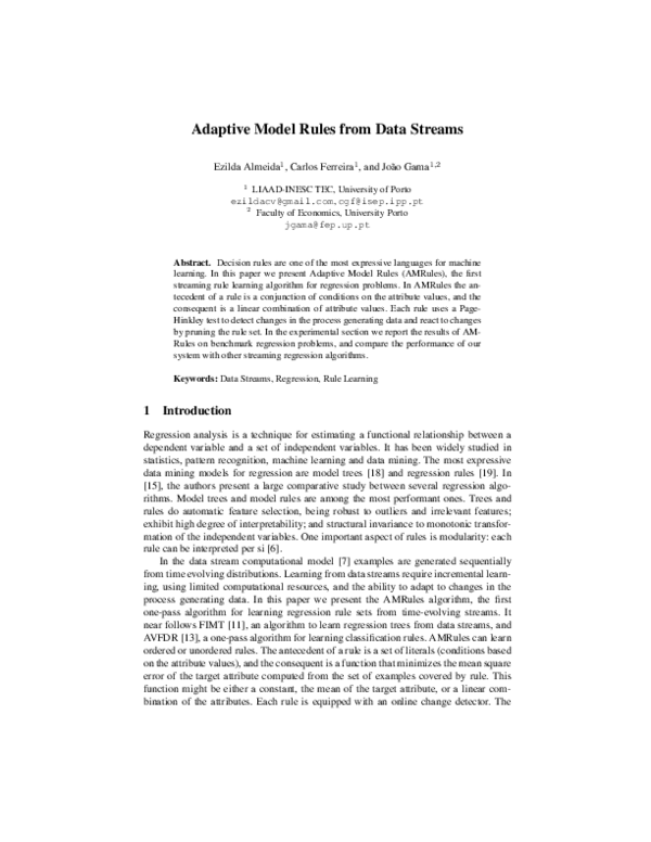 (PDF) Adaptive Model Rules From High-Speed Data Streams