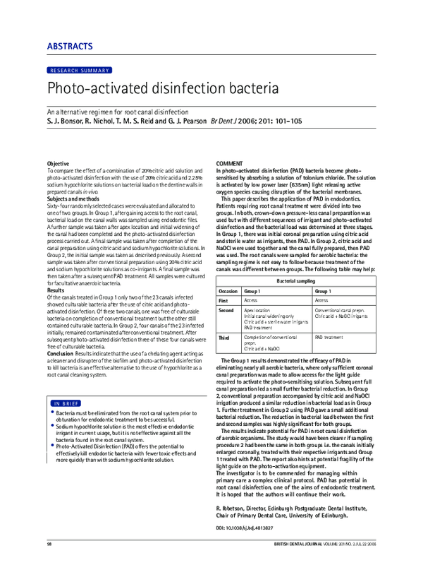 (PDF) Research Summary: Photo-activated disinfection bacteria | Richard ...