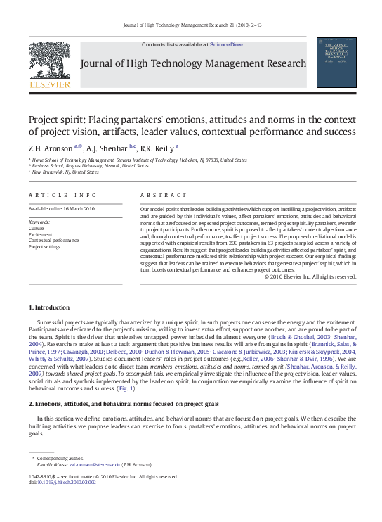 (PDF) Project spirit: Placing partakers' emotions, attitudes and norms ...