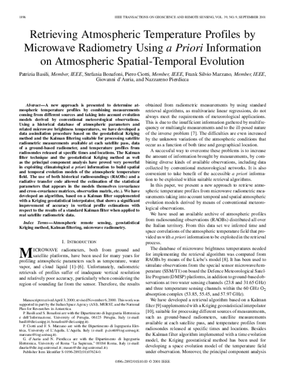 (PDF) Retrieving atmospheric temperature profiles by microwave radiometry using a priori ...
