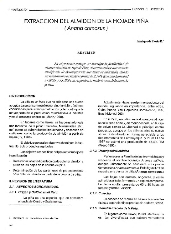 (PDF) EXTRACCION DEL ALMIDON DE LA HOJA DE PIÑA (Anona comosus )