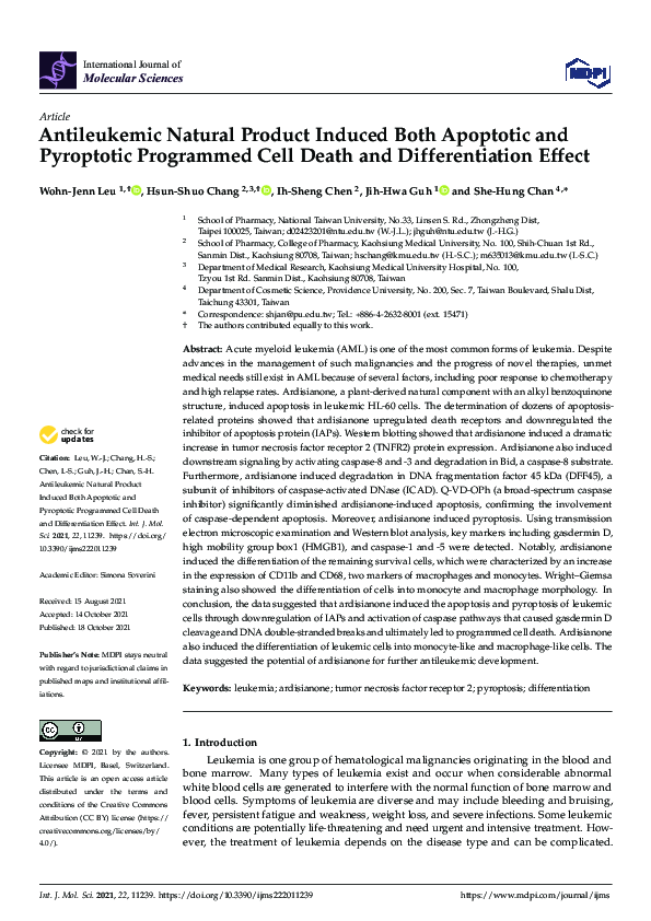(PDF) Antileukemic Natural Product Induced Both Apoptotic and ...