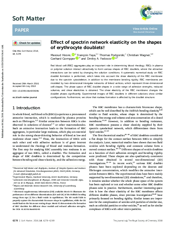 (PDF) Effect of spectrin network elasticity on the shapes of ...