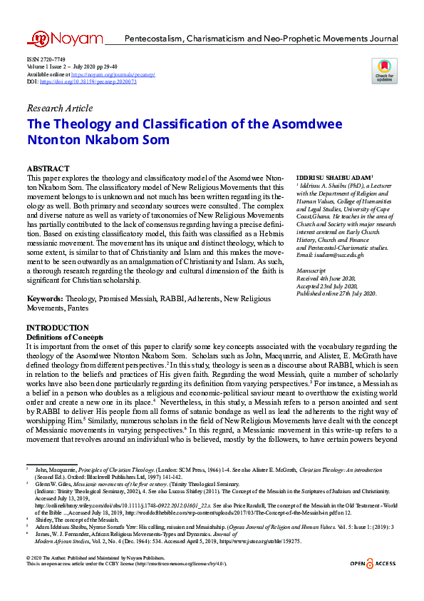 (PDF) The Theology and Classification of the Asomdwee Ntonton Nkabom Som