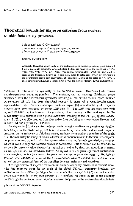 (PDF) Theoretical bounds for majoron emission from nuclear double-beta ...