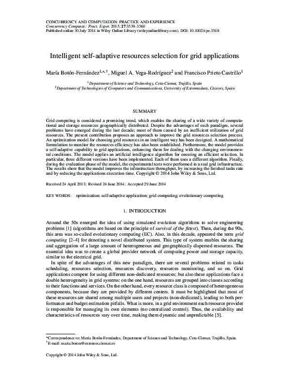 (PDF) Intelligent self-adaptive resources selection for grid applications