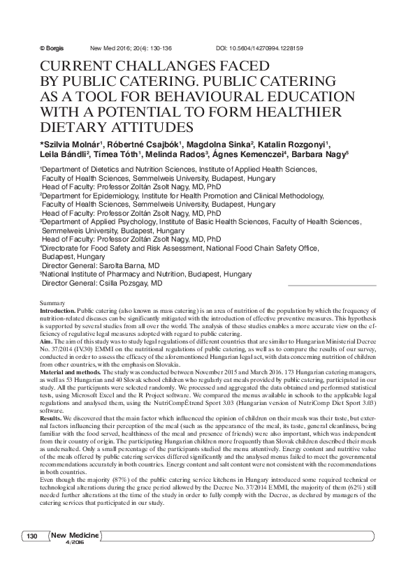 (PDF) CUrrent ChAllAnGes FACed By pUBliC CAterinG. pUBliC CAterinG As A ...