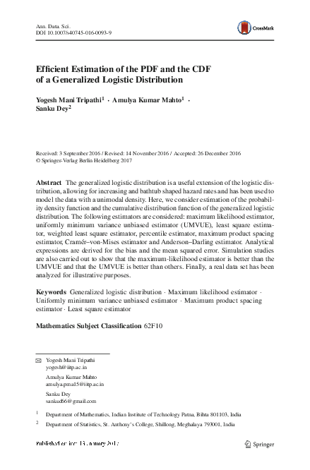 (PDF) Efficient Estimation of the PDF and the CDF of a Generalized ...