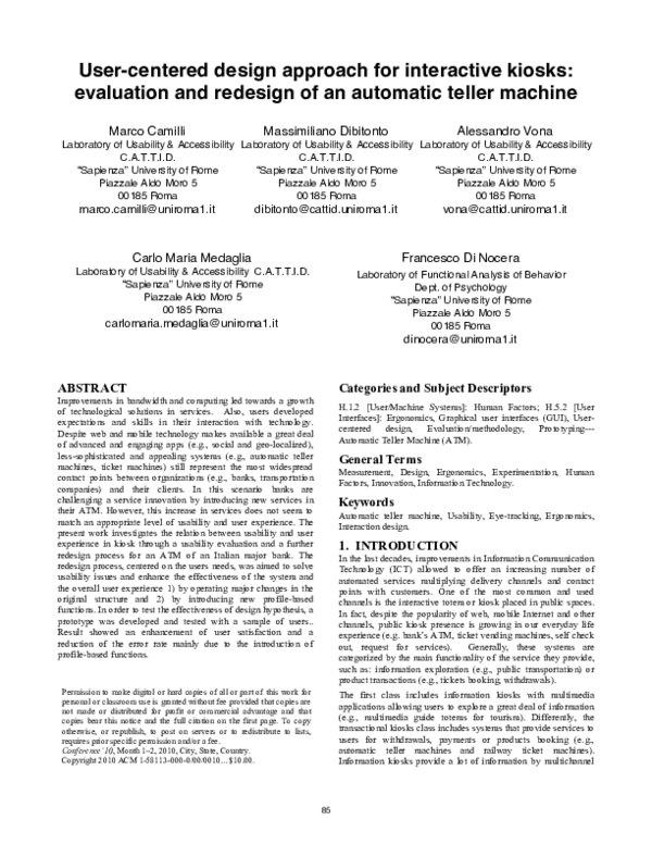 (PDF) User-centered design approach for interactive kiosks: Evaluation and redesign of an ...