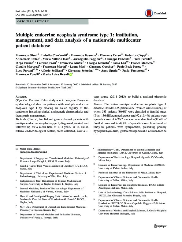 (PDF) Multiple endocrine neoplasia syndrome type 1: institution ...