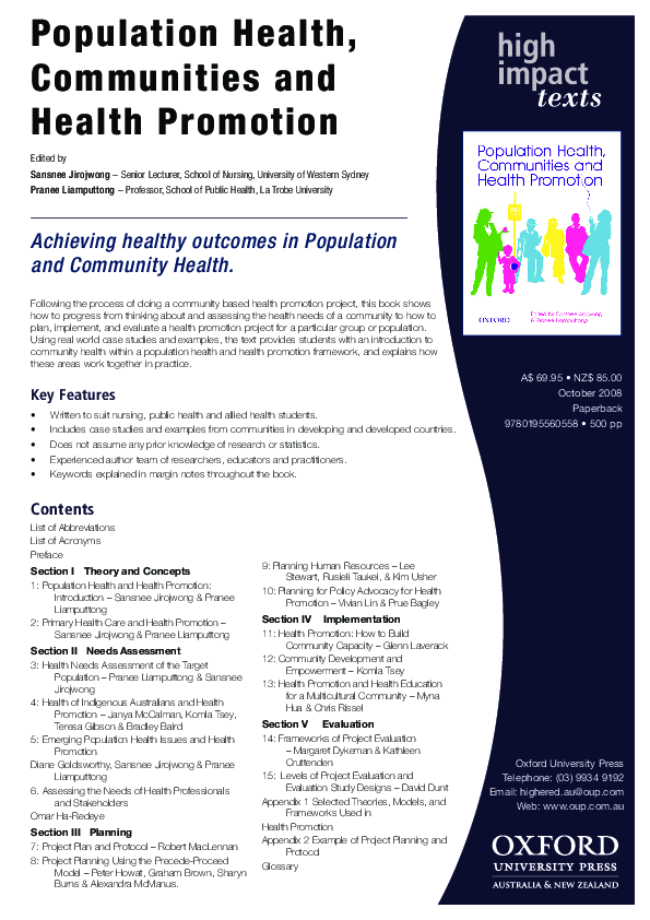 (PDF) Population Health, Communities and Health Promotion | Glenn ...