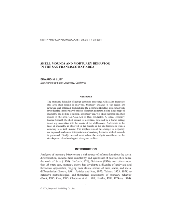 (PDF) Mortuary Practices at San Francisco Shell Mounds
