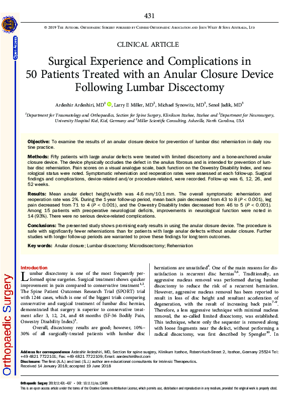 (PDF) Surgical Experience and Complications in 50 Patients Treated with ...