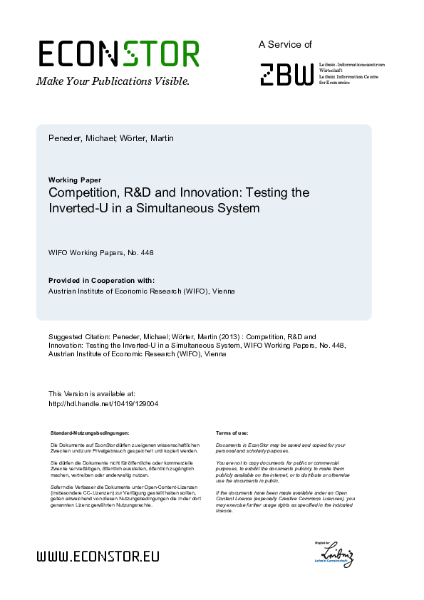 (PDF) Competition, R&D and innovation: testing the inverted-U in a ...