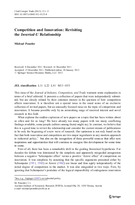 (PDF) Competition and Innovation: Revisiting the Inverted-U Relationship