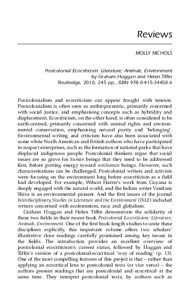 (PDF) Postcolonial Ecocriticism: Literature, Animals, Environment by ...