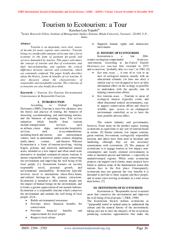 (PDF) Tourism to Ecotourism: a Tour