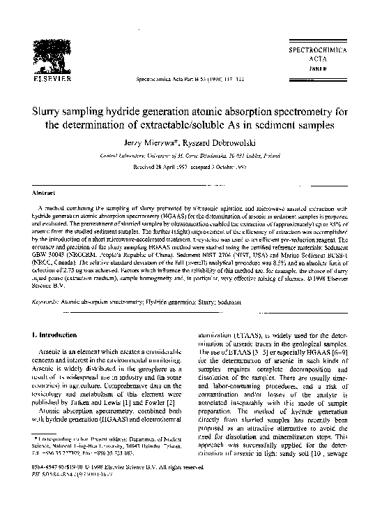 (PDF) Slurry sampling hydride generation atomic absorption spectrometry ...