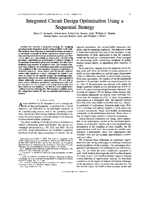 Pdf Integrated Circuit Design Optimization Using A Sequential Strategy 9304