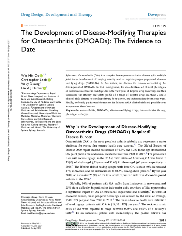(PDF) The Development of Disease-Modifying Therapies for Osteoarthritis ...