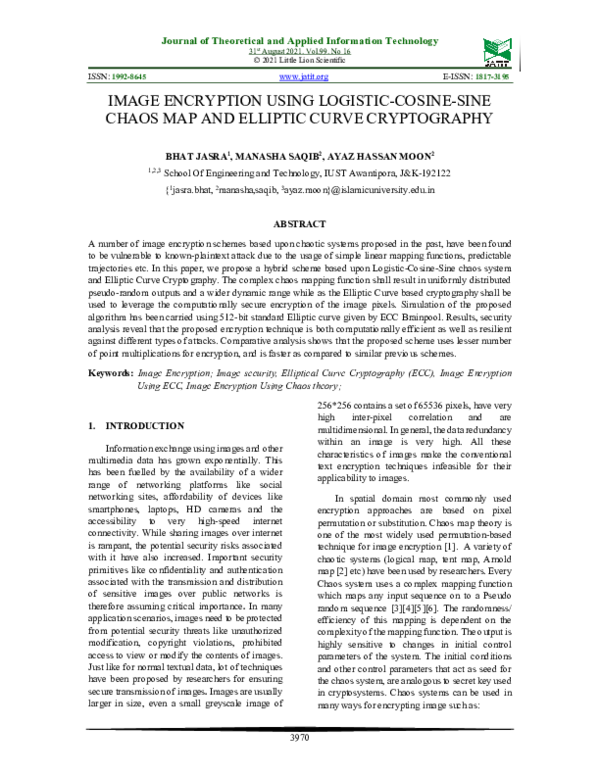 Pdf Image Encryption Using Logistic Cosine Sine Chaos Map And