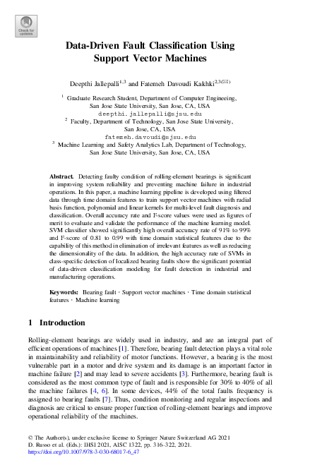 (PDF) Data-Driven Fault Classification Using Support Vector Machines