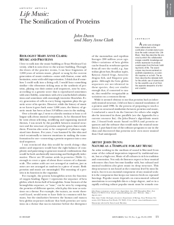 (PDF) Life Music: The Sonification of Proteins