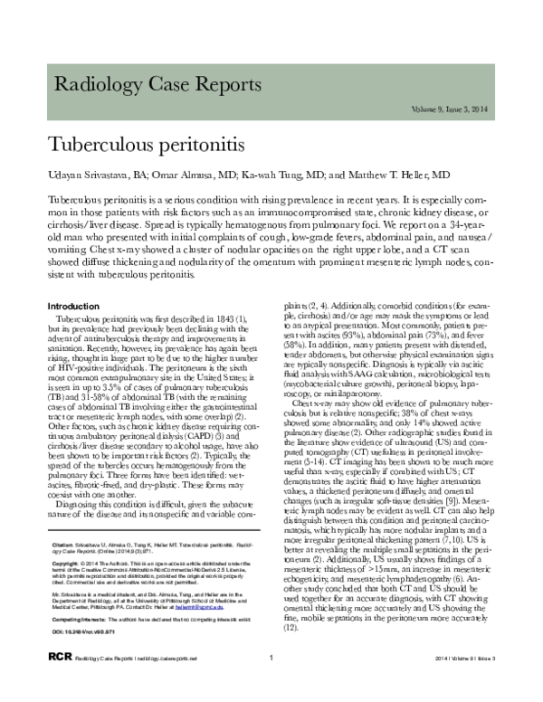 (PDF) Tuberculous Peritonitis