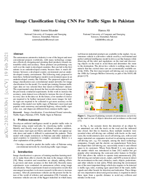 Pdf Image Classification Using Cnn For Traffic Signs In Pakistan Hamza Ali
